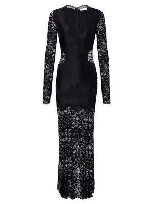 Rabanne Lace-trimmed Jersey Maxi Dress - Black
