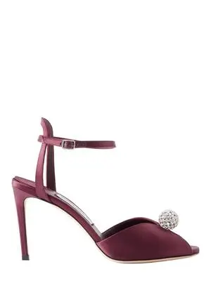 JIMMY CHOO Sacora 85 Crystal-embellished Satin Sandals - Purple