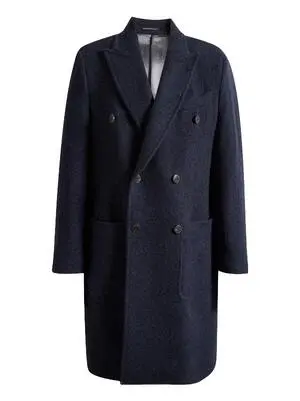 Emporio Armani Double-breasted Wool-blend Coat - Navy