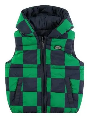 STAINS AND STORIES BY BABYFACE Reversible Puffer Hooded Vest - Indigo