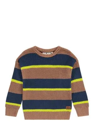 STAINS AND STORIES BY BABYFACE Multi-stripe Knit Crewneck Sweater - Caramel