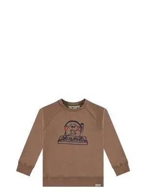 STAINS AND STORIES BY BABYFACE Raised Vinyl Dj Graphic Sweatshirt - Caramel