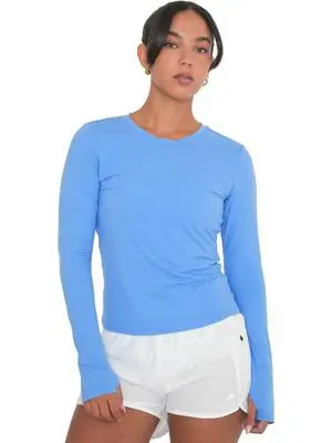 REBODY Raya Mid-length Compression Long Sleeve Top - Coastal Blue