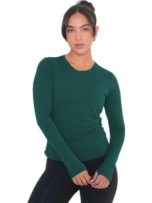 REBODY Raya Mid-length Compression Long Sleeve Top - Eucalyptus Green
