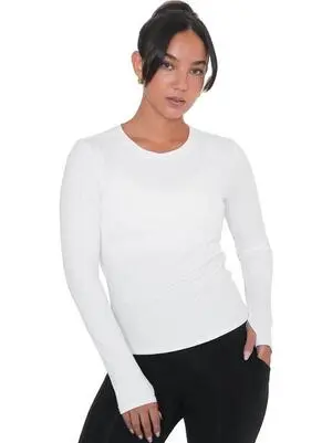 REBODY Raya Mid-length Compression Long Sleeve Top - White