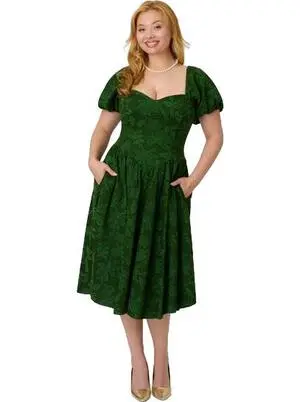 SMAK PARLOUR Puff Sleeve Swing Dress - Green Floral