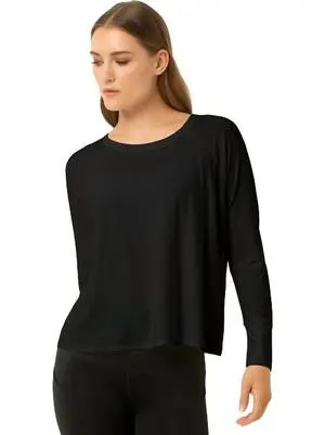 SINGLE STITCH Featherweight Long Sleeve Top - Black