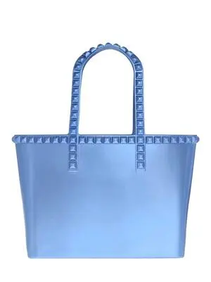 Carmen Sol Seba Mid Tote With Jumbo Studs Baby Blue Metallic