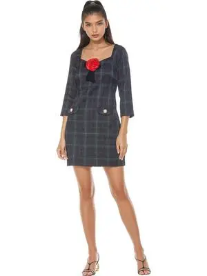 ALEXIA ADMOR Delaney Plaid Mini Dress - Green Plaid