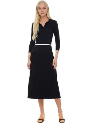 ALEXIA ADMOR Sable Knit Midi Dress With Pleats - Navy