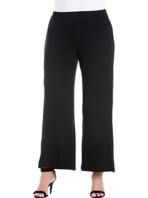24SEVEN COMFORT APPAREL Flared Leg Palazzo Pants With Elastic Waist - Black