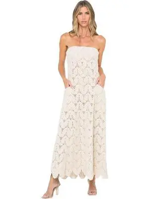 JBQ Alegra Crochet Maxi Dress - Beige