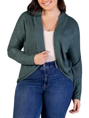 24SEVEN COMFORT APPAREL Curved Hem Bolero Jacket - Hunter