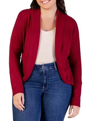 24SEVEN COMFORT APPAREL 24seven Comfort Apparel Curved Hem Bolero Jacket Red