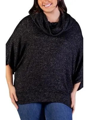 24SEVEN COMFORT APPAREL 24seven Comfort Apparel Cowl Neck Elbow Sleeve Sweater Black