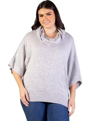 24SEVEN COMFORT APPAREL Cowl Neck Dolman Sleeve Top - Grey