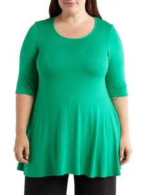 24SEVEN COMFORT APPAREL 24seven Comfort Apparel Asymmetrical Hem Tunic Top Grass