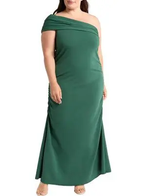 24SEVEN COMFORT APPAREL 24seven Comfort Apparel One-Shoulder Ruched Maxi Dress