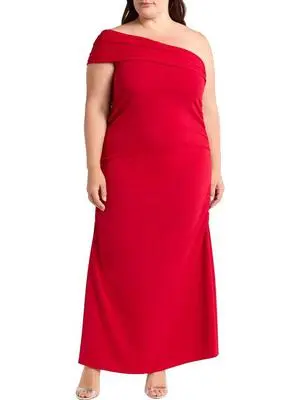 24SEVEN COMFORT APPAREL 24seven Comfort Apparel One-Shoulder Ruched Maxi Dress