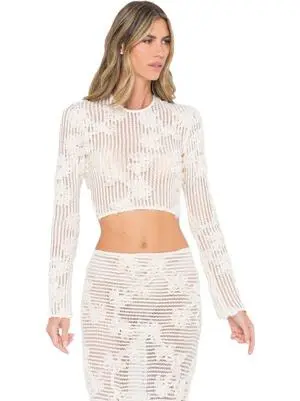 JBQ Agustina Lace Crop Top - Ivory