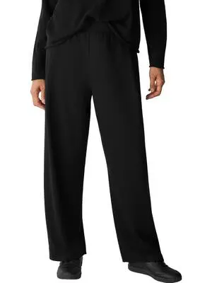 Eileen Fisher Pleated Straight Leg Ankle Pants - Black
