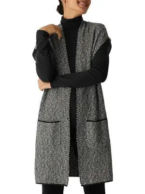Eileen Fisher Cotton-blend Long Vest - Black/soft White
