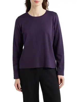 Eileen Fisher Crewneck Long Sleeve Top - Aubergine