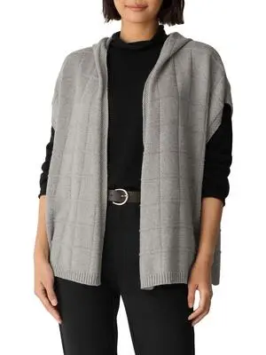 Eileen Fisher Cotton-cashmere Blend Hooded Poncho - Dark Pearl