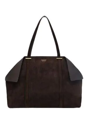 FERRAGAMO Large Folded Suede Tote - Testa Di Moro