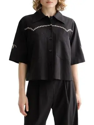 SCOTCH & SODA Boxy Short-Sleeve Button-Up Shirt