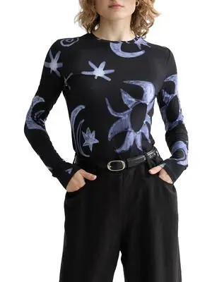 Scotch & Soda Printed Long-sleeve T-shirt - Cosmic Sky Spaced Carbon
