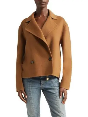 Stella McCartney Crop Wool Pea Coat - Toffee