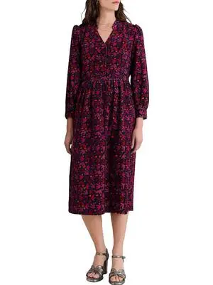 SEASALT CORNWALL Bird Print Corduroy Midi Dress - Paper Birds Jam
