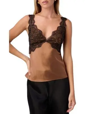 Cami Nyc Lisette Lace-trimmed Silk Camisole - Caramel