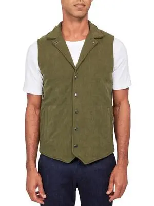 W.R.K W.R.K Slim Fit Camp Collar Corduroy Vest Olive