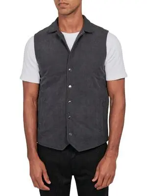 W.R.K Slim-fit Camp Collar Corduroy Snap-up Vest - Grey