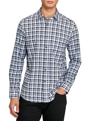 W.R.K Slim Fit Plaid Reworked Cotton Button-up Shirt - White/black