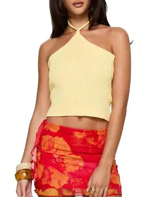 Princess Polly Runaway Baby Knit Halter Top - Lemon