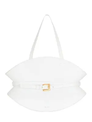 Balmain Medium Shuffle Bag In Calfskin Leather - White
