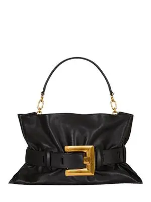 Balmain Anthem Bag In Calfskin Leather - Black