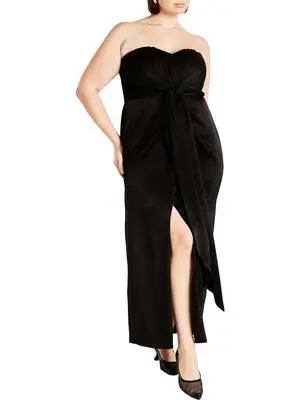 City Chic Kamari Strapless Maxi Dress - Black