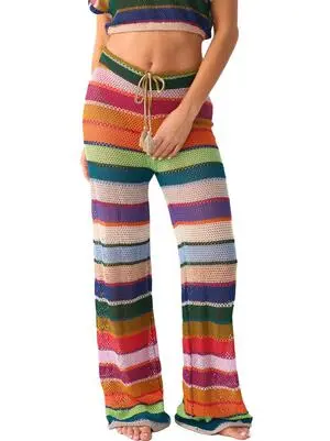 PQ Bree Boho Stripe Sheer Cover-up Pants - Calypso