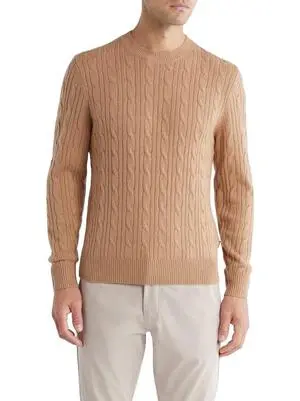 BOSS Hetico Cable Stitch Virgin Wool And Cashmere Sweater - Medium Beige