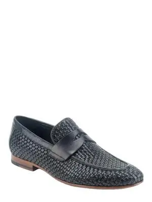 WARFIELD & GRAND Auclair Woven Penny Loafer - Black