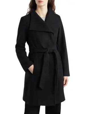 Michael Kors Belted Coat With Oversize Collar - Black