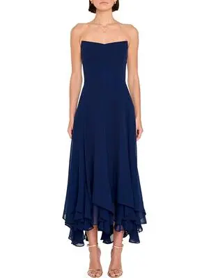 Amanda Uprichard Monterey Strapless Midi Dress - Dark Navy