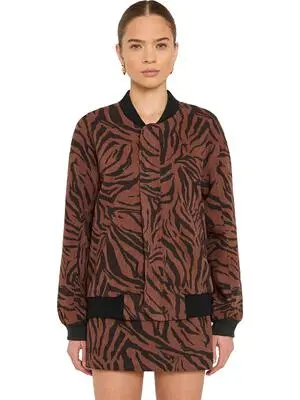Amanda Uprichard Vero Animal Print Bomber Jacket - Brown Black