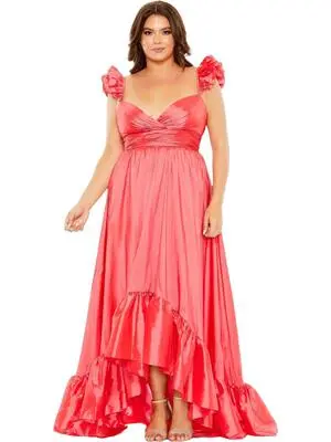 Mac Duggal Taffeta High-low Gown - Watermelon