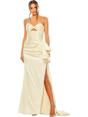 MAC DUGGAL Spaghetti Strap Cut Out Side Bow Gown