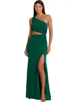 Mac Duggal One-shoulder Cut-out Gown - Emerald